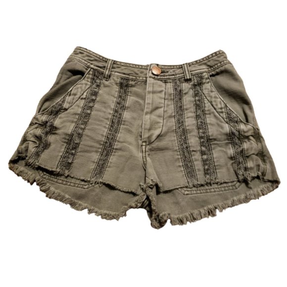 Free People | Shorts | Free People Embroidered Short Shorts Green ...